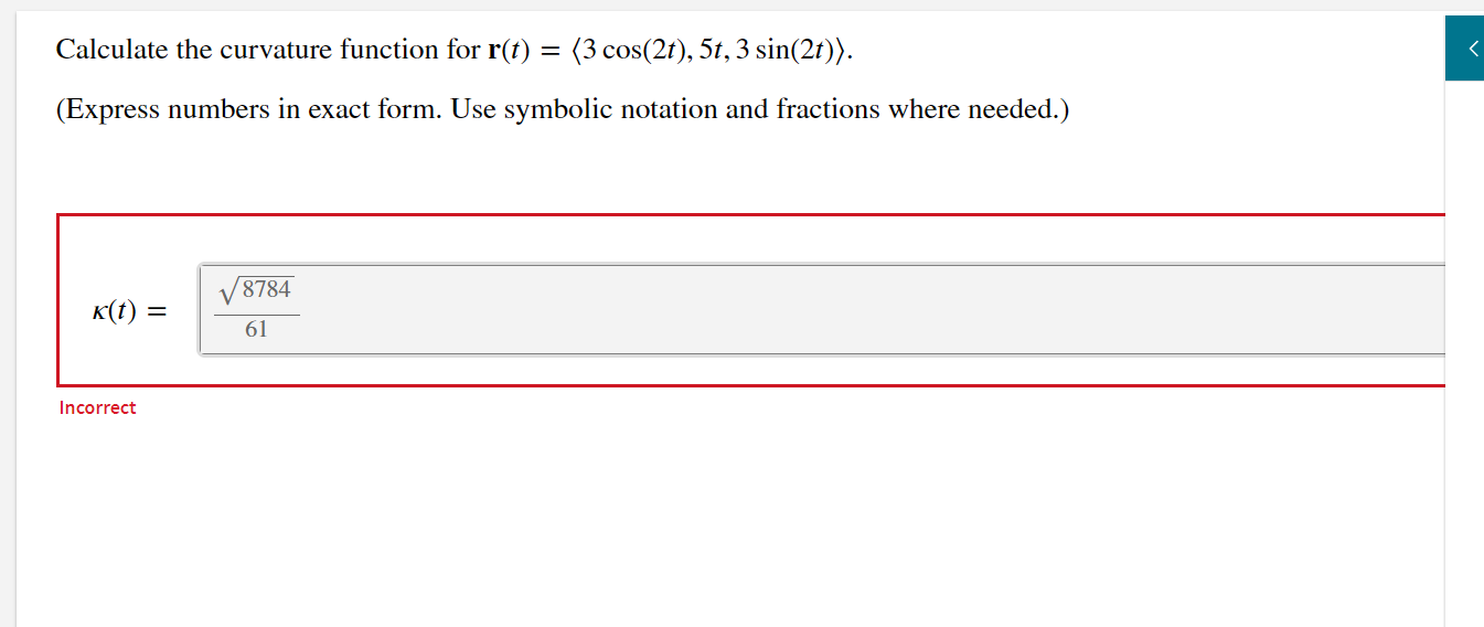 Solved Calculate the curvature function for | Chegg.com