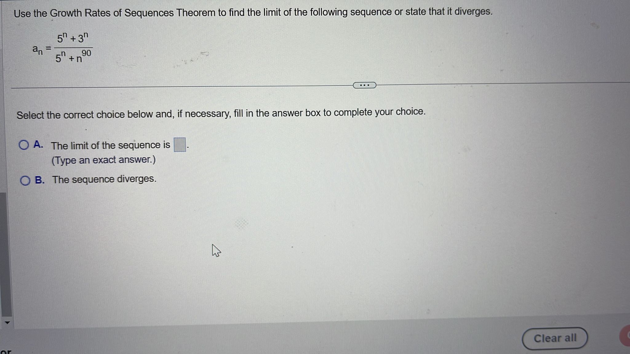 Solved Use the Growth Rates of Sequences Theorem to find the | Chegg.com