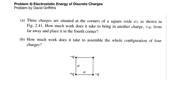 Solved Problem 4) Electrostatic Energy of Discrete Charges | Chegg.com