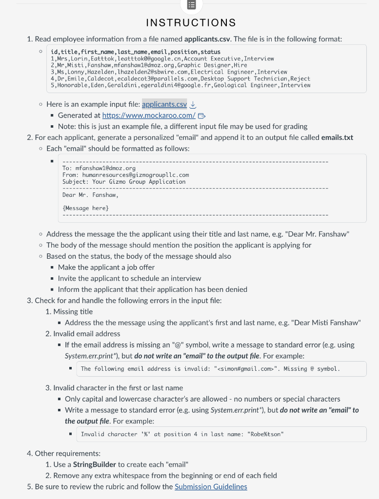 Solved INSTRUCTIONS 1. Read employee information from a file | Chegg.com