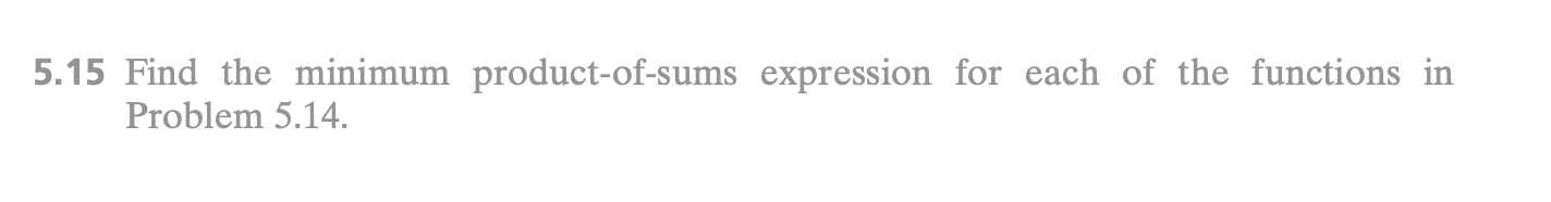 Solved 514 Find The Minimum Sum Of Products Expressions For 