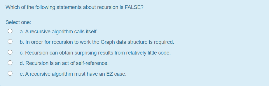Solved Which of the following statements about recursion is | Chegg.com