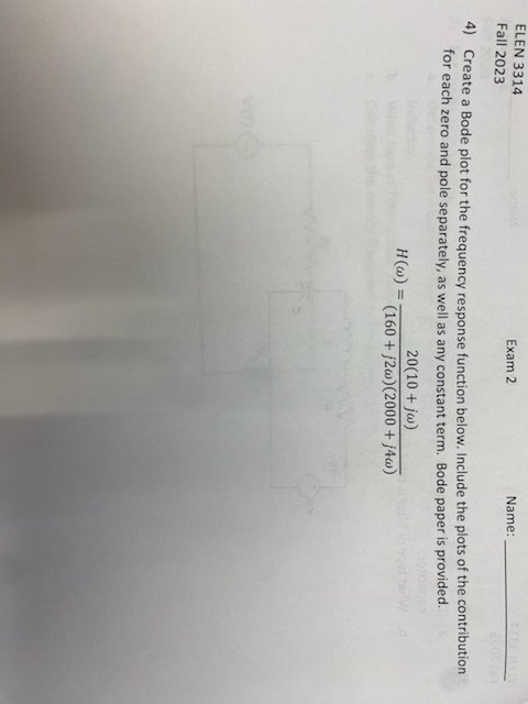 Solved 4) Create a Bode plot for the frequency response | Chegg.com
