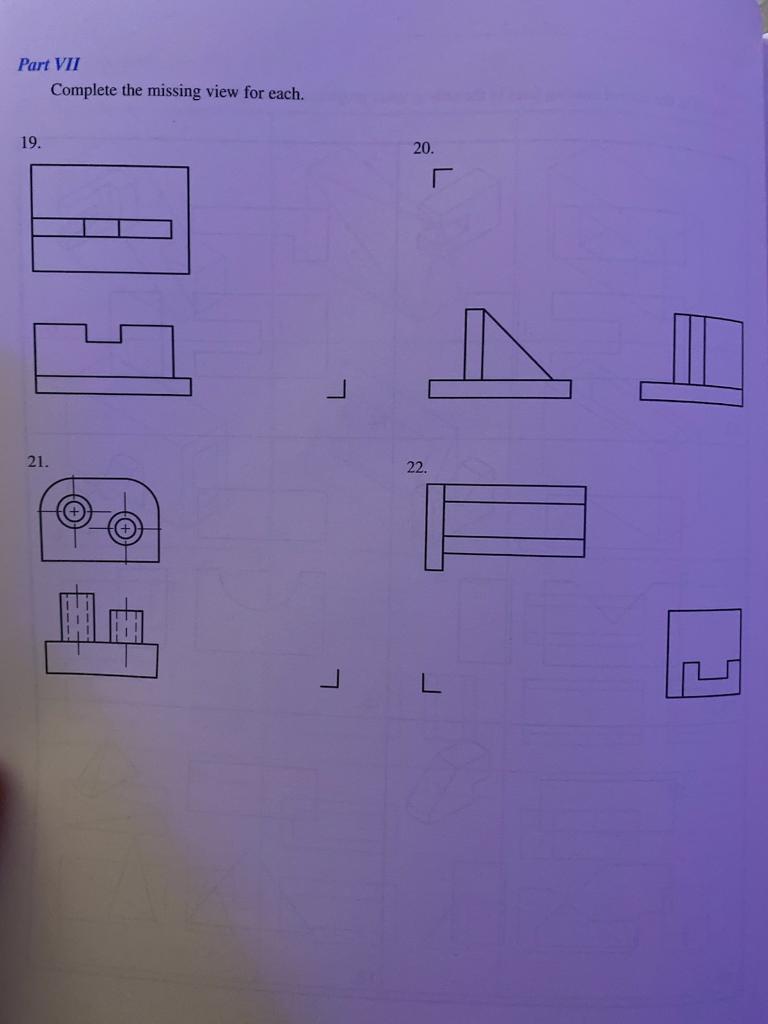 Solved Part VII Complete the missing view for each. 19. 20. | Chegg.com