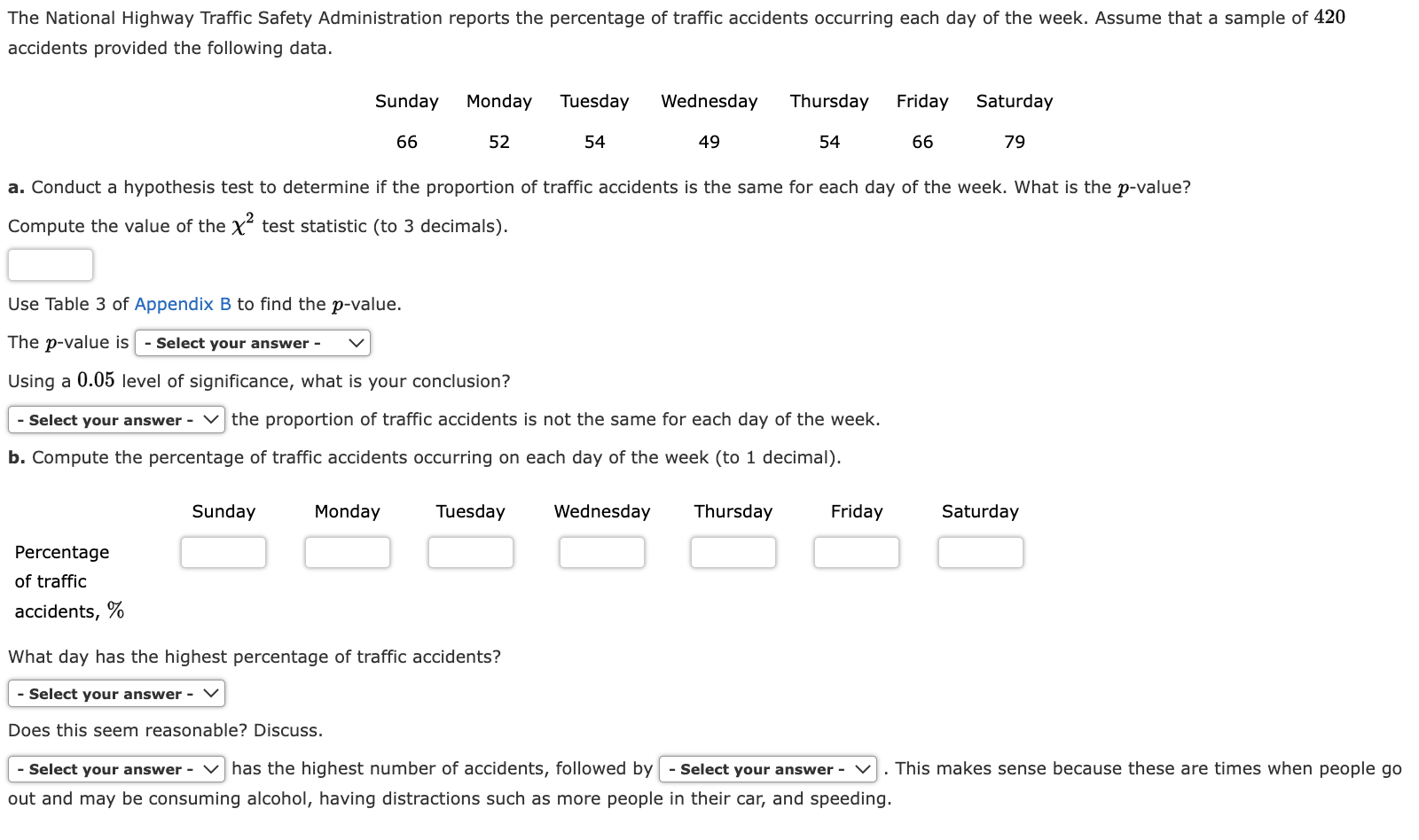 Solved The National Highway Traffic Safety Administration | Chegg.com