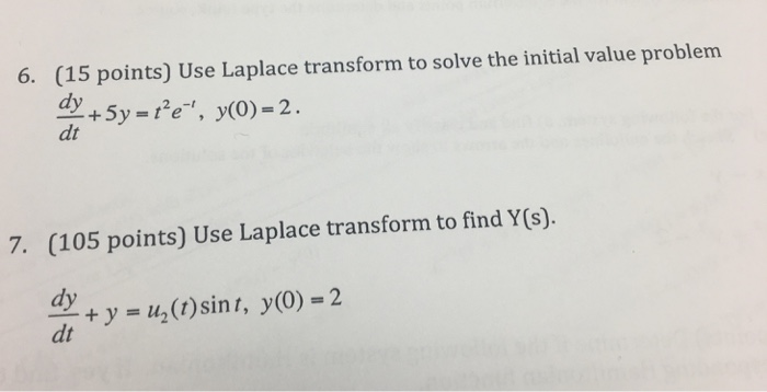 Solved 6. (15 points) Use Laplace transform to solve the | Chegg.com