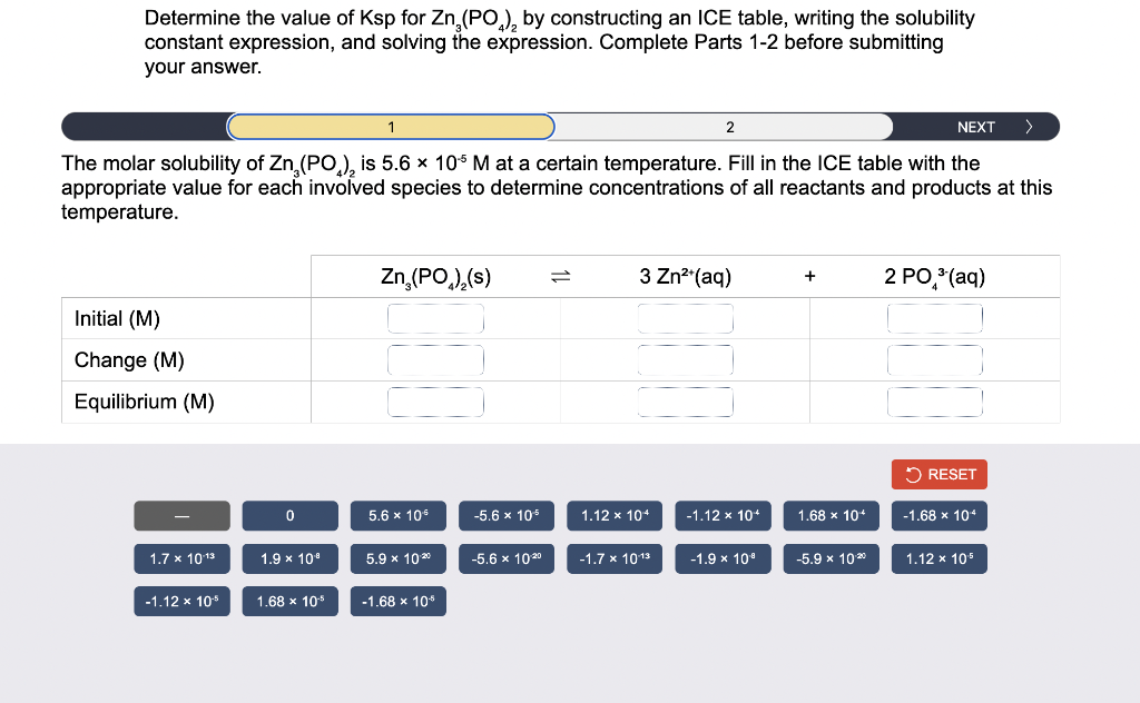 Solved Determine the value of Ksp for Zn3(PO4)2 by | Chegg.com