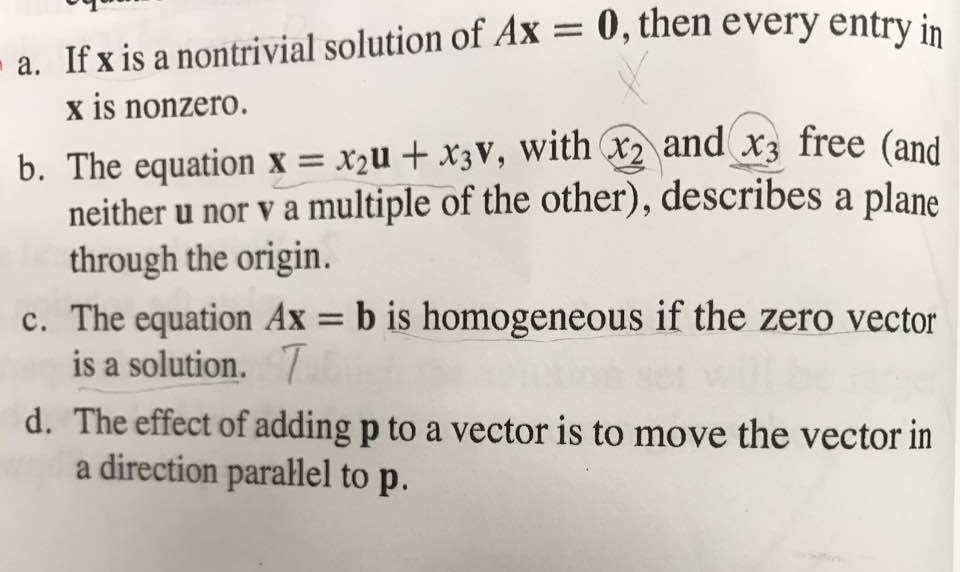 Solved entry in a. If x is a nontrivial solution of Ax -0, | Chegg.com