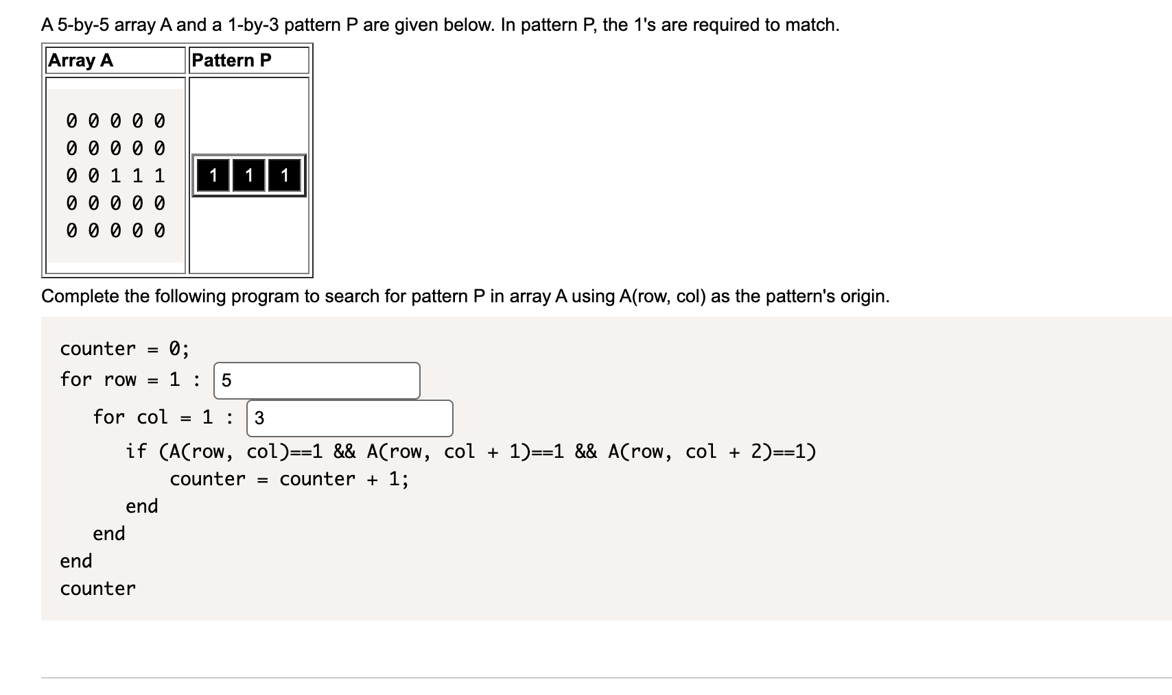 Solved Consider the following pattern (match black pixels | Chegg.com