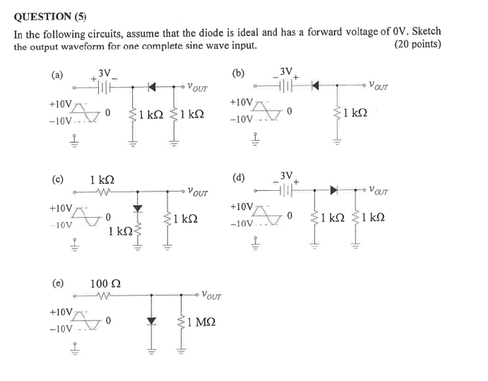 Solved In the following circuits, assume that the diode is | Chegg.com