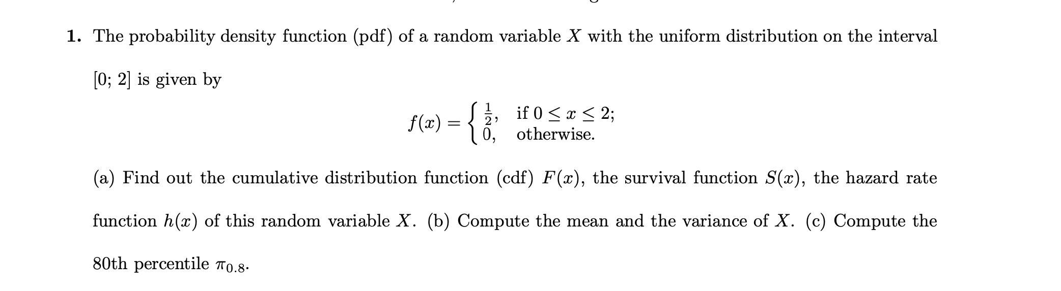 Solved 1. The probability density function (pdf) of a random | Chegg.com