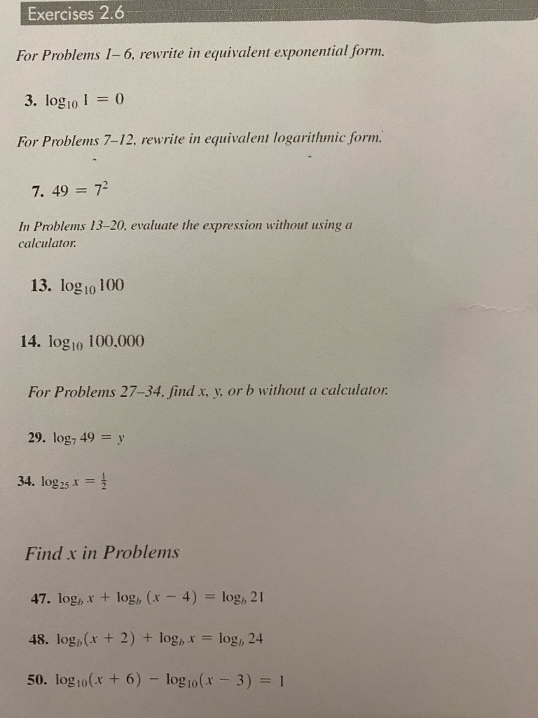 Solved Exercises 2.6 For Problems 1-6, rewrite in equivalent | Chegg.com