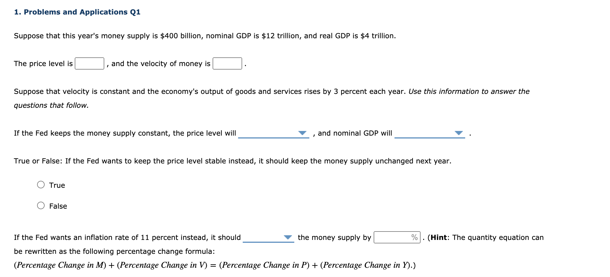 Solved 1. Problems and Applications Q1 Suppose that this | Chegg.com
