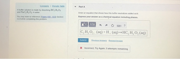 Solved Constants Part A A buffer solution is made by | Chegg.com