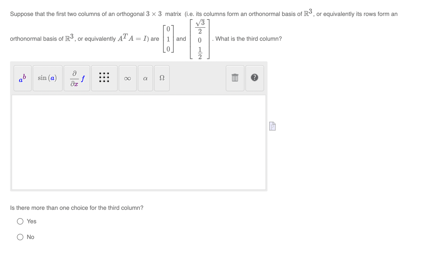 Solved Suppose that the first two columns of an orthogonal | Chegg.com