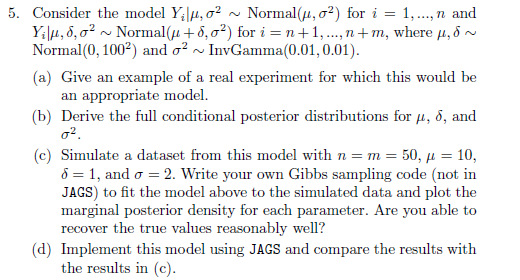 5. Consider the model Yiu, o2 - Normal (u,02) for i = | Chegg.com