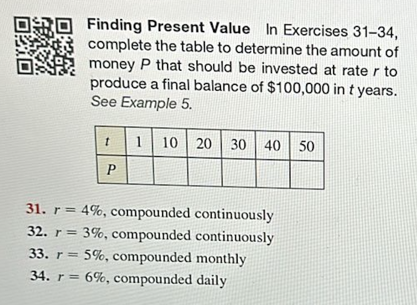 Solved Finding Present Value In Exercises 31-34, complete | Chegg.com
