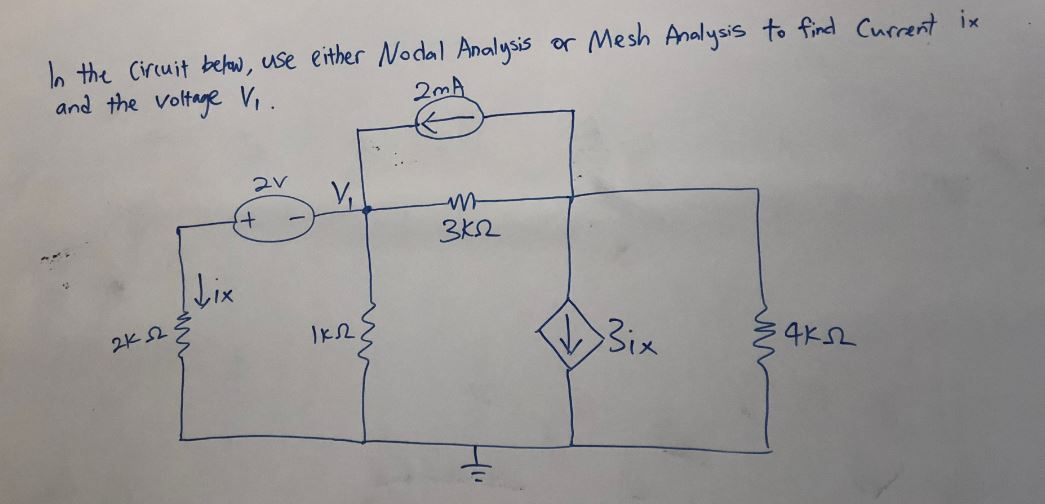 Solved to find or Mesh Analysis Current ix . Nodal Analysis | Chegg.com