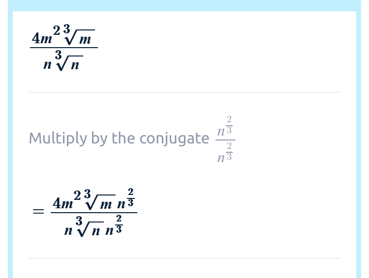 Solved n3n4m23m Multiply by the conjugate n32n32 | Chegg.com