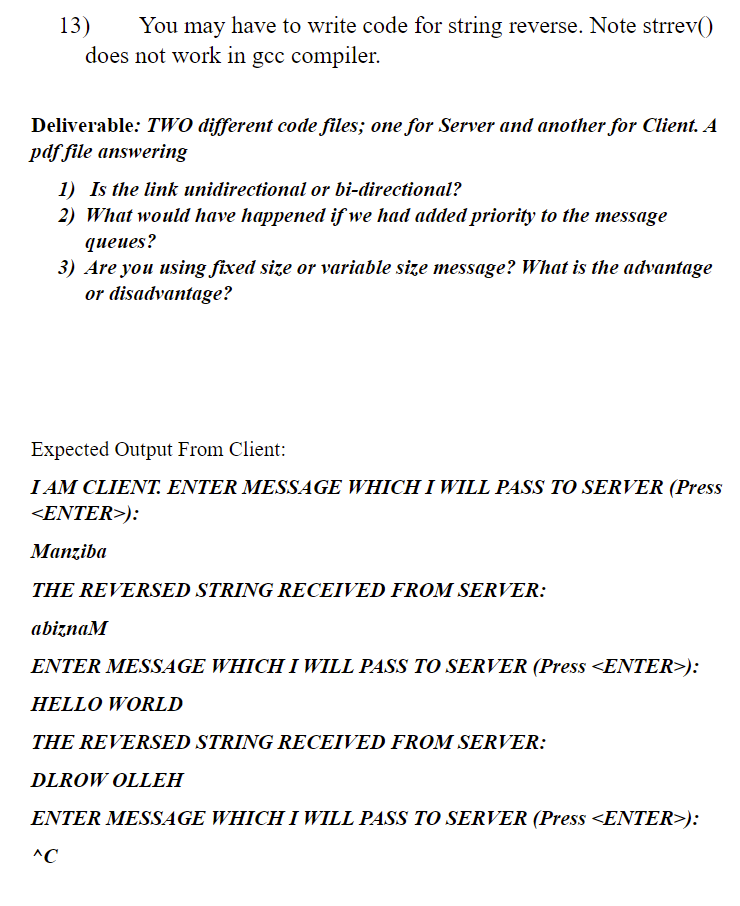 Solved Question 4 Message Queues 7 3 Pts Write A Simple