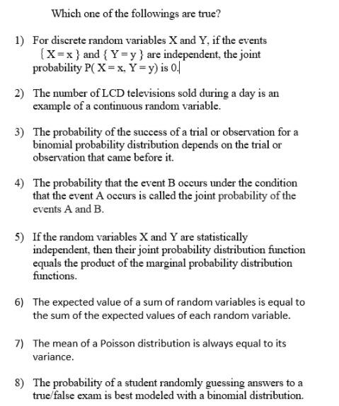 Solved Which one of the followings are true? 1) For discrete | Chegg.com