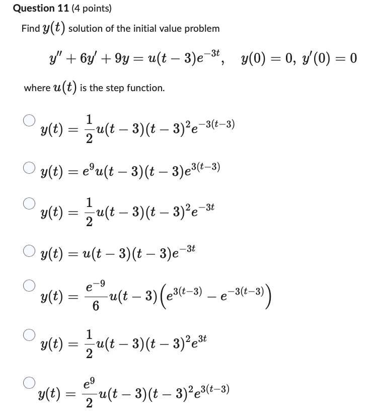 Solved Find y(t) solution of the initial value problem | Chegg.com