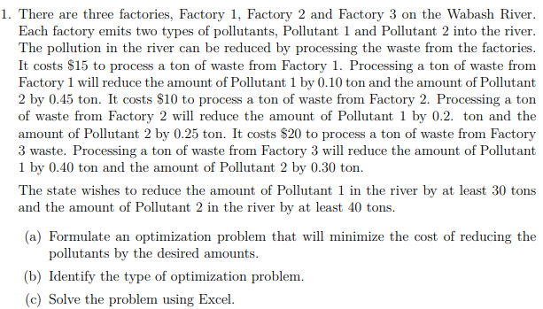 Solved There are three factories, Factory 1, Factory 2 and | Chegg.com