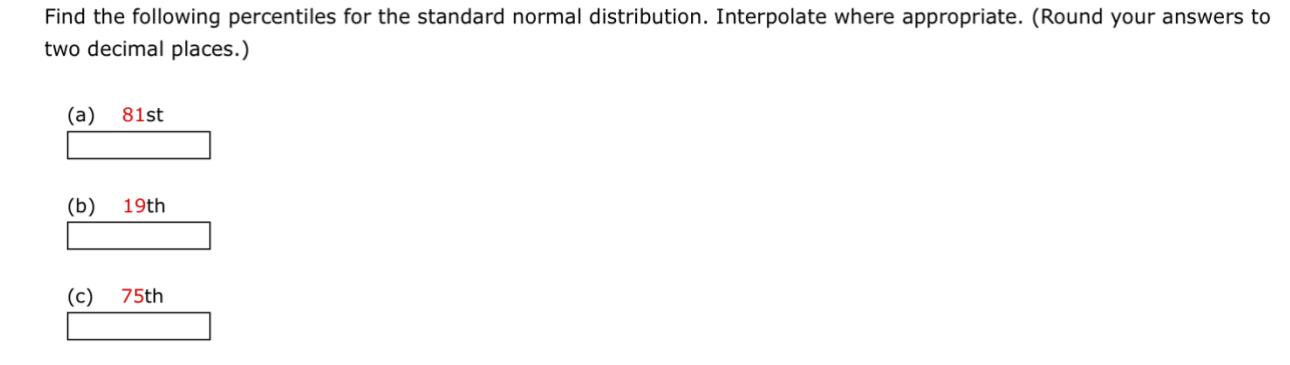 Solved Find the following percentiles for the standard | Chegg.com
