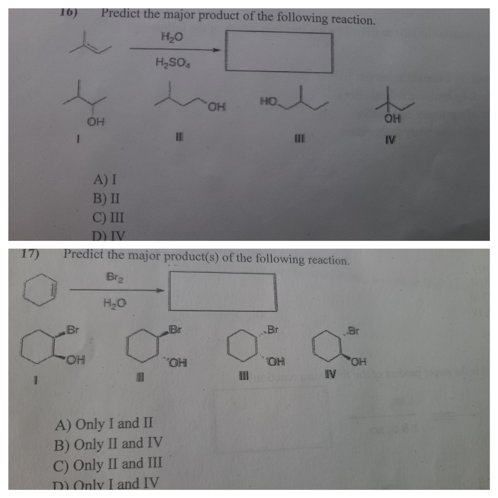 Solved 16) Predict the major product of the following | Chegg.com