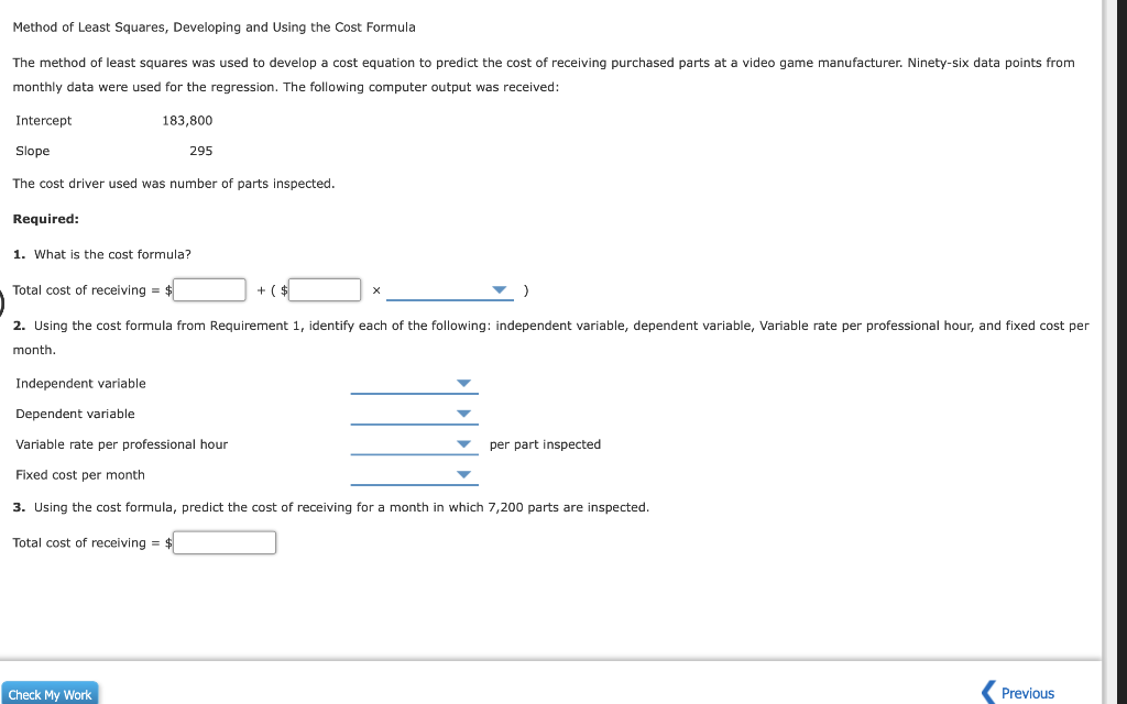 Solved Method of Least Squares, Developing and Using the | Chegg.com