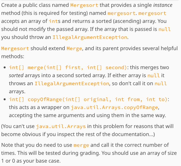 Solved Create a public class named Mergesort that provides a | Chegg.com
