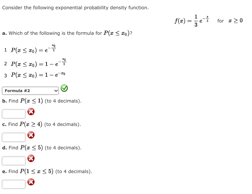 Solved Consider the following exponential probability | Chegg.com