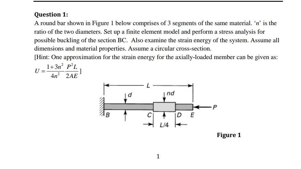 Solved Question 1: A round bar shown in Figure 1 below | Chegg.com