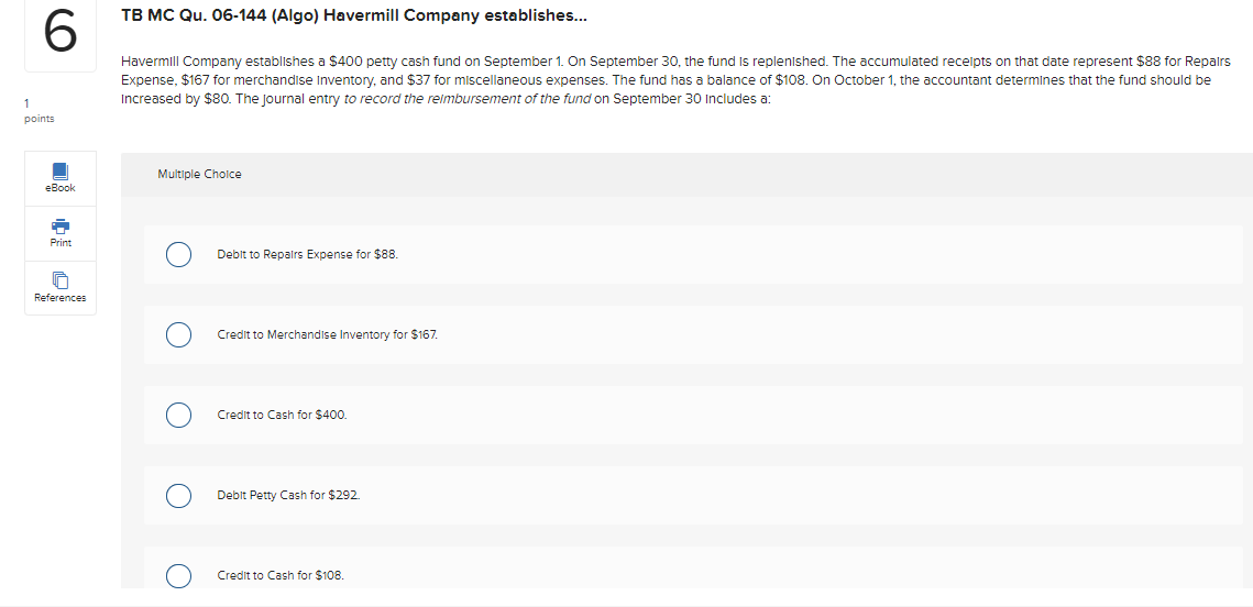 Solved TB MC Qu. 06-144 (Algo) Havermill Company | Chegg.com