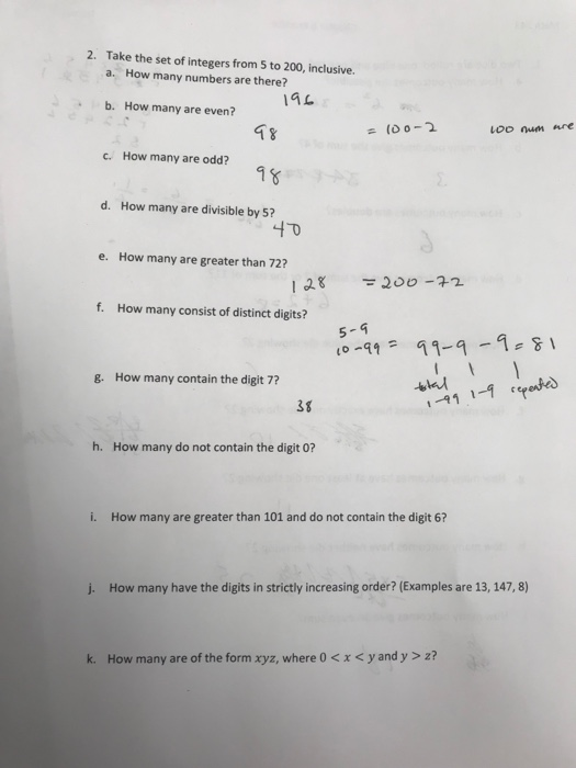 Solved 2. Take the set of integers from 5 to 200, inclusive. | Chegg.com