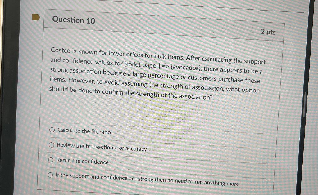 Solved Question 10 2 pts Costco is known for lower prices | Chegg.com