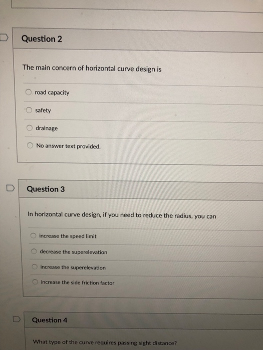 Solved Question 2 The main concern of horizontal curve | Chegg.com