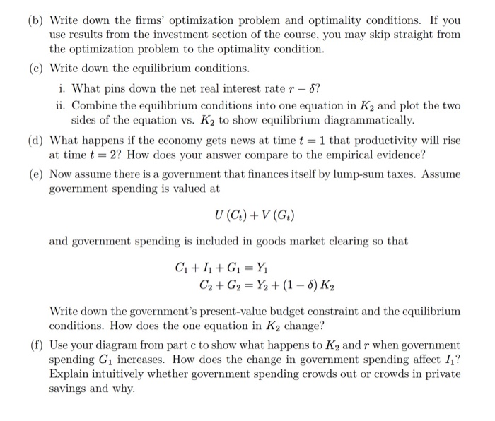 3. RBC Model With Only Capital The economy consists | Chegg.com