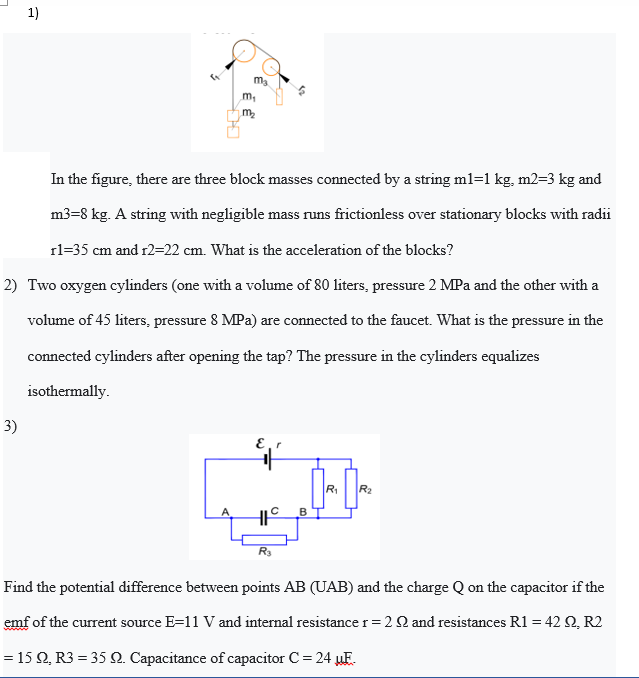Solved In the figure, there are three block masses connected | Chegg.com