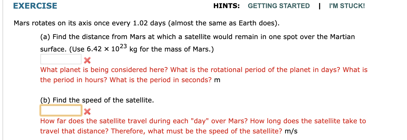Solved EXERCISE HINTS: GETTING STARTED | I'M STUCK! Mars | Chegg.com