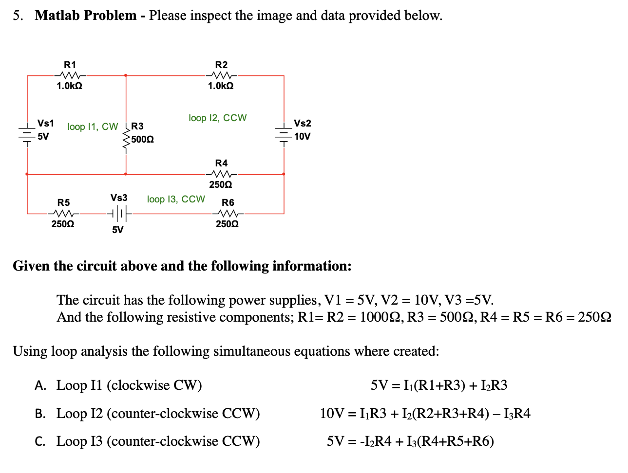 5. Matlab Problem - Please inspect the image and data | Chegg.com