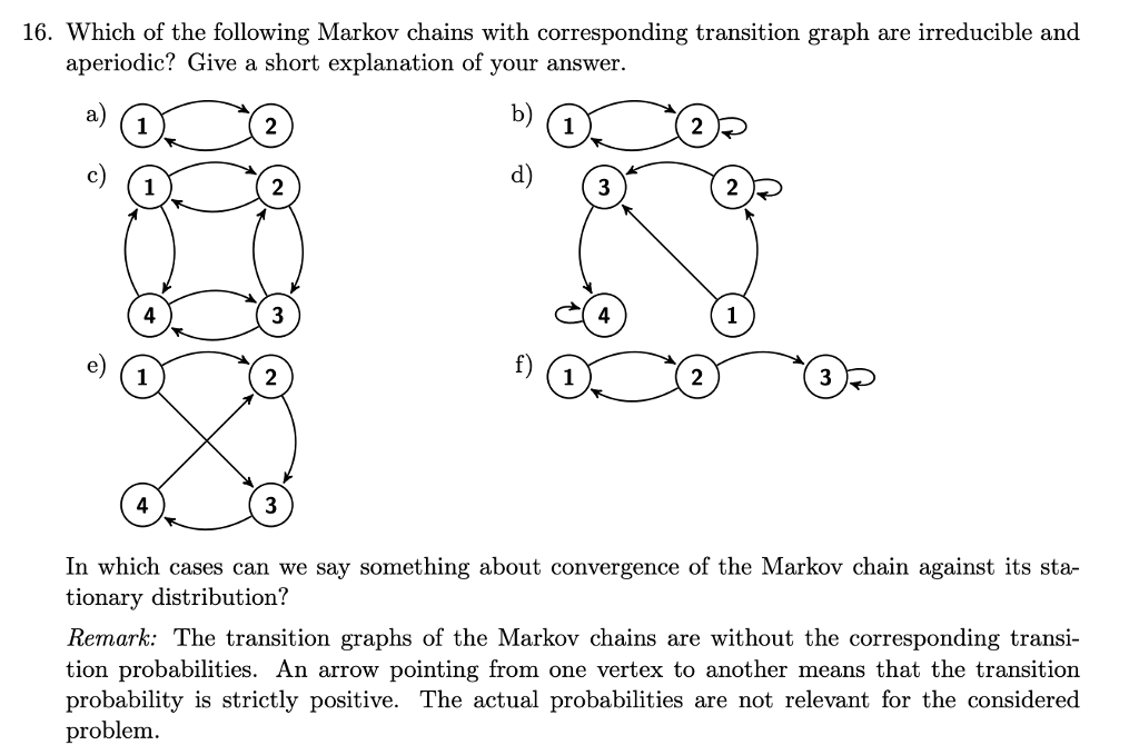 16. Which of the following Markov chains with | Chegg.com