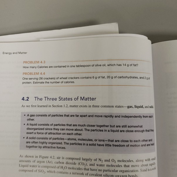 Solved Energy and Matter PROBLEM 4.3 How many Calories are | Chegg.com