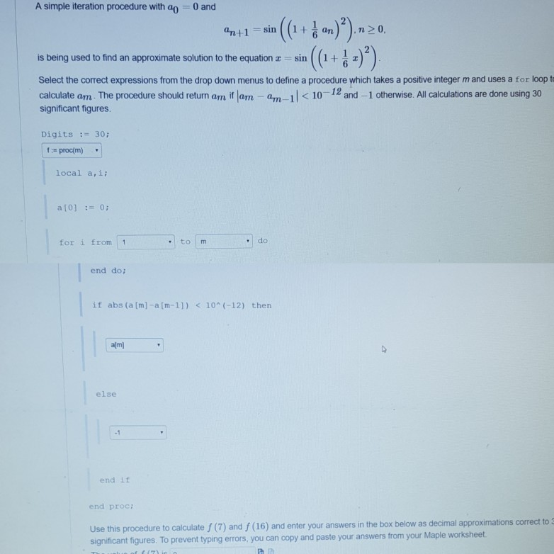 Solved A simple iteration procedure with ao 0 and ,n >0, sin | Chegg.com