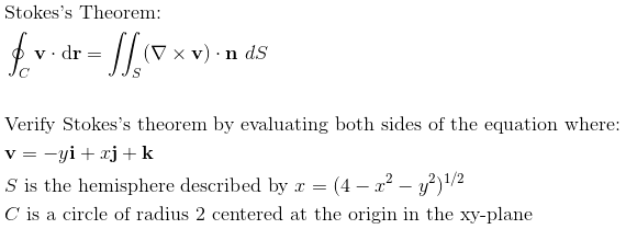 Solved Solve for Stokes's theorem by evaluating both sides | Chegg.com