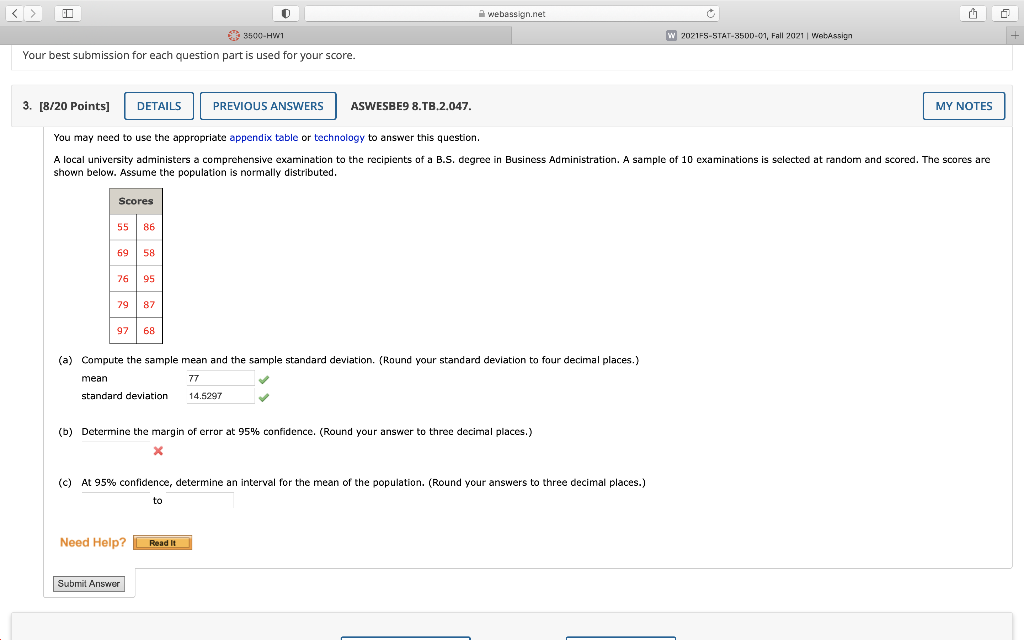 Solved 0 webassign.net W 2021FS-STAT-8500-67, Fall 2021 | | Chegg.com