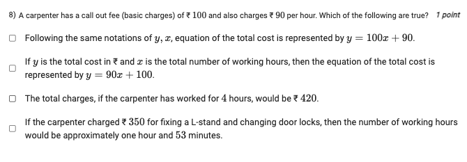 Solved 8) A carpenter has a call out fee (basic charges) of | Chegg.com