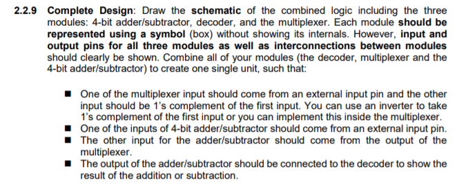 Solved 2.2.9 Complete Design: Draw the schematic of the | Chegg.com