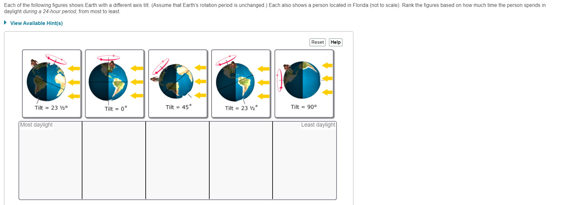 Solved daylight during a 24-hour period, from most to | Chegg.com