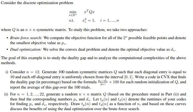 Consider the discrete optimization problem Q min TER | Chegg.com